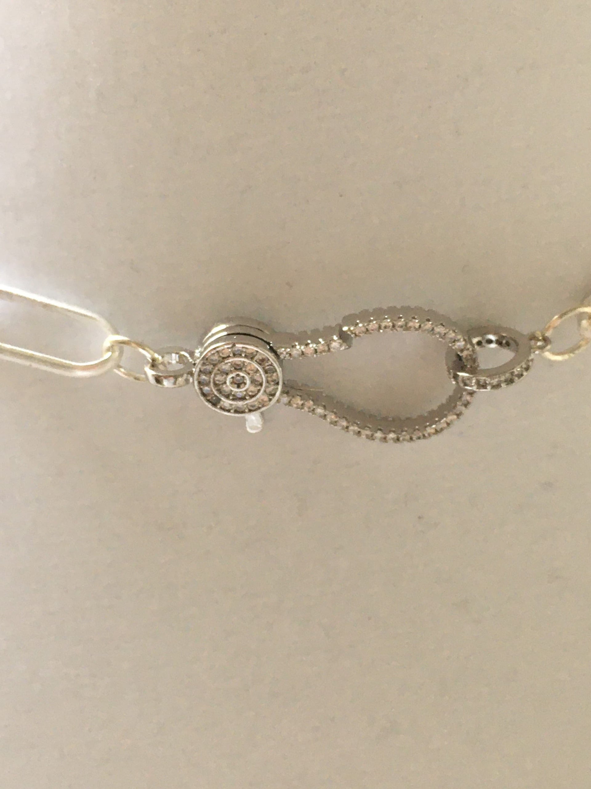 Matte Silver Paperclip Chain Necklace: Pave Lobster Clasp ...