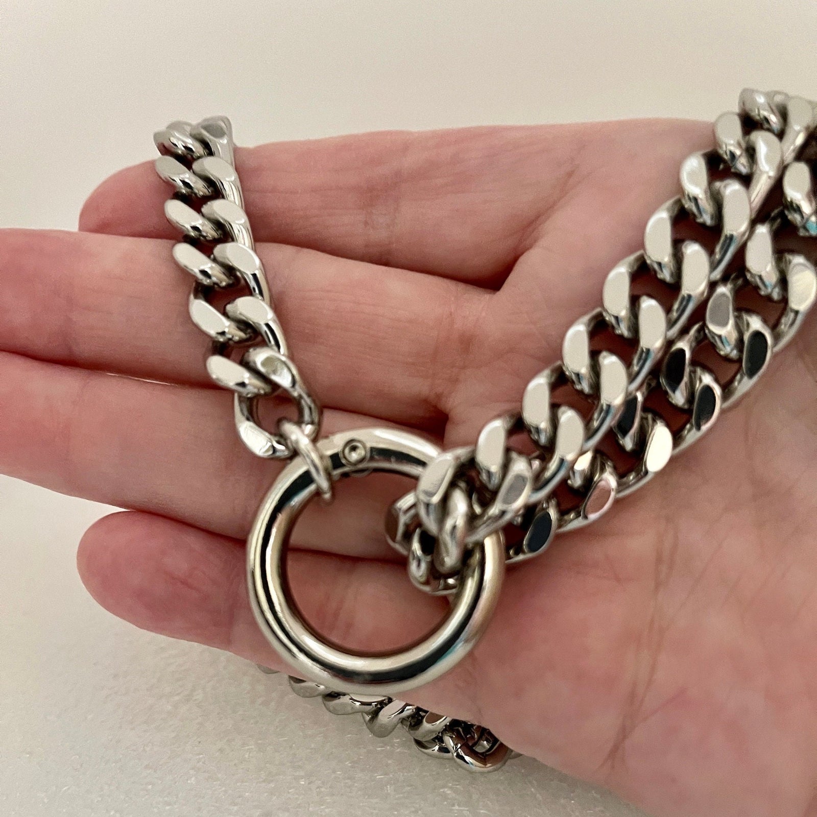 Chunky Silver Miami Cuban Chain Necklace, Double Strand – Vanessadesigns4u